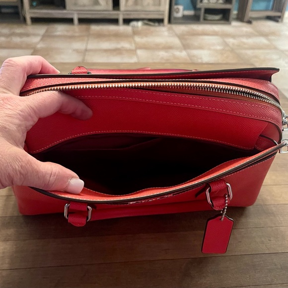 Coach | Bags | Coach Darcie Leather Orange Carryall Bag Purse Satchel ...